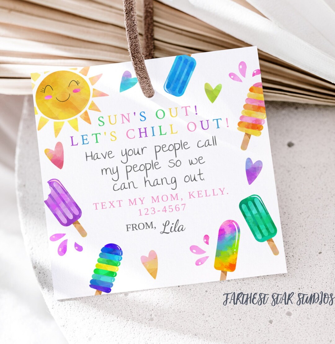 Popsicle Playdate Cards, Summer Play Date Card, Printable Back to ...