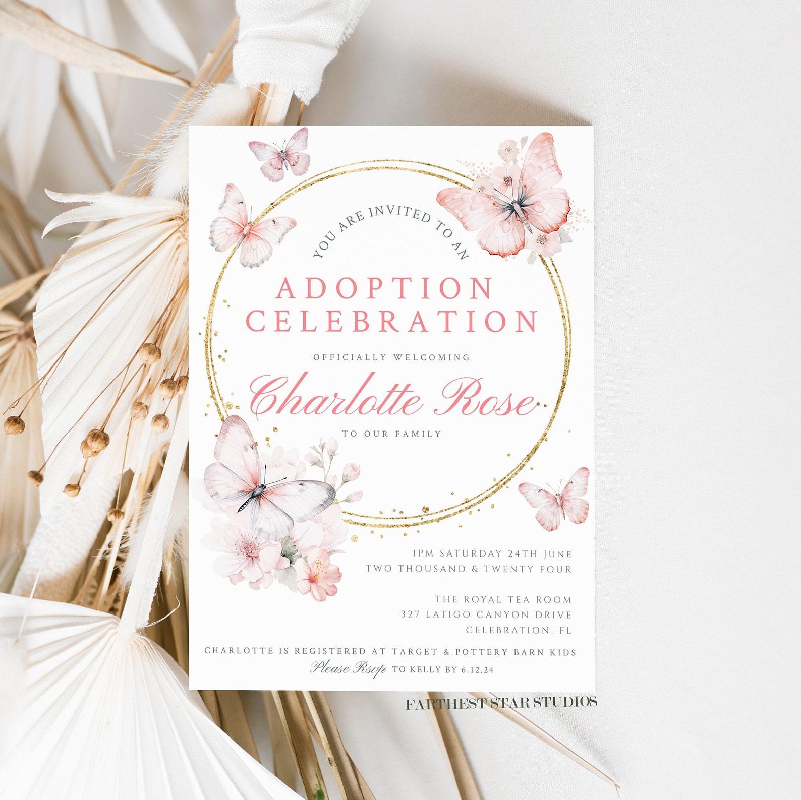 Butterfly Adoption Party Invitation, Butterfly Adoption Digital ...