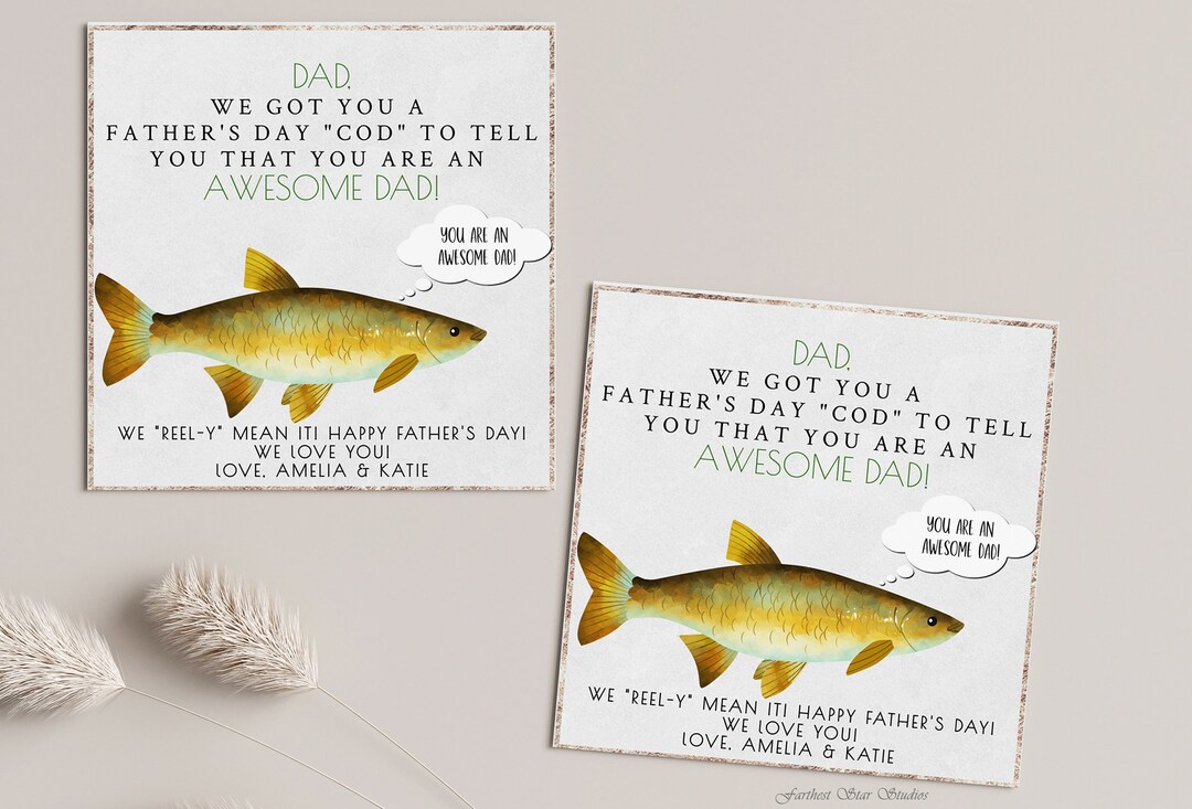 Fishing Father's Day Card - Fishing Father's Day Tag - Funny Card ...