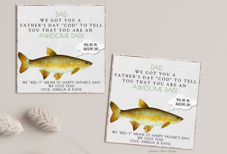 Fishing Father's Day Card - Fishing Father's Day Tag - Funny Card ...