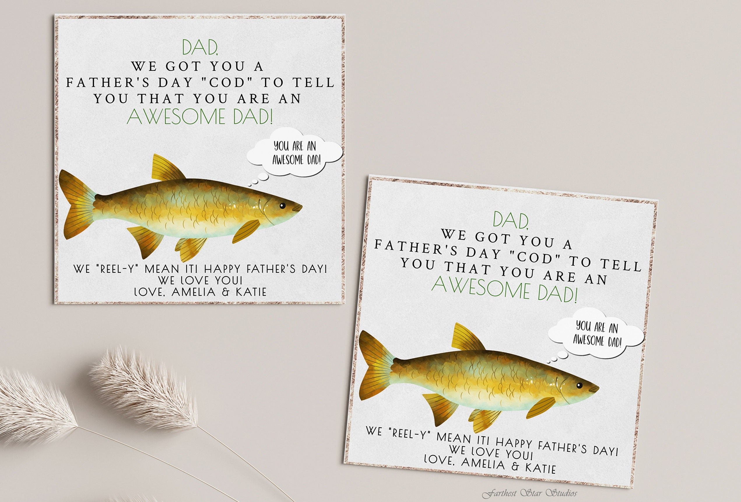 Fishing Father's Day Card - Fishing Father's Day Tag - Funny Card ...