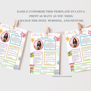 Rainbow Meet the Teacher Flyer, All About My Teacher Template, Editable ...