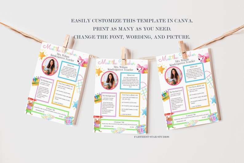 Rainbow Meet the Teacher Flyer All About My Teacher Template - Etsy