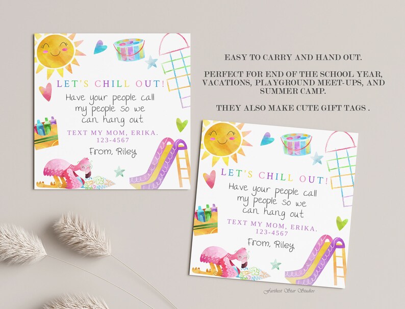 Playground Playdate Cards, Summer Play Date Card, Printable End of ...