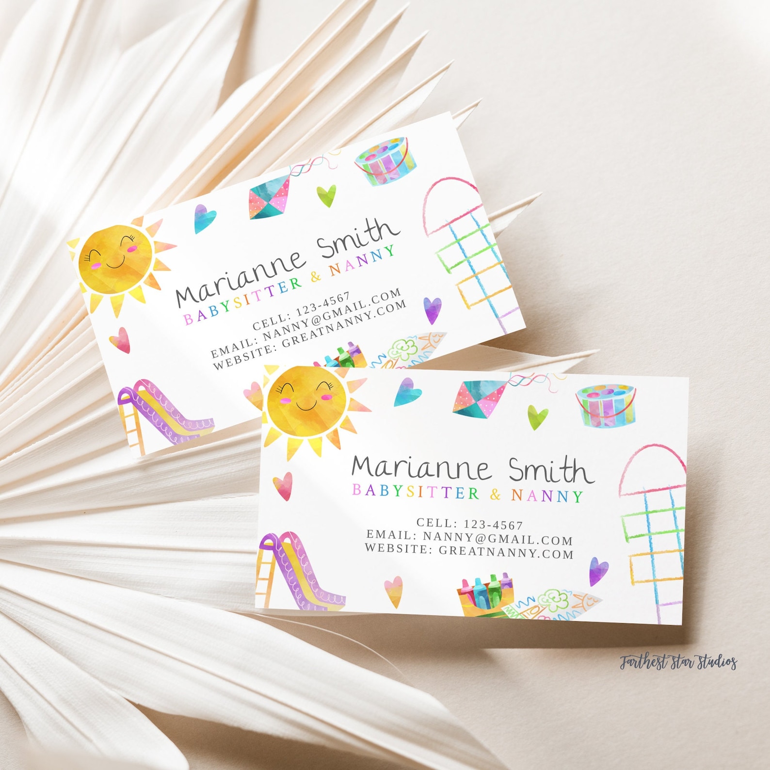Babysitter Business Cards Playground, Summer Play Date Card, Printable ...