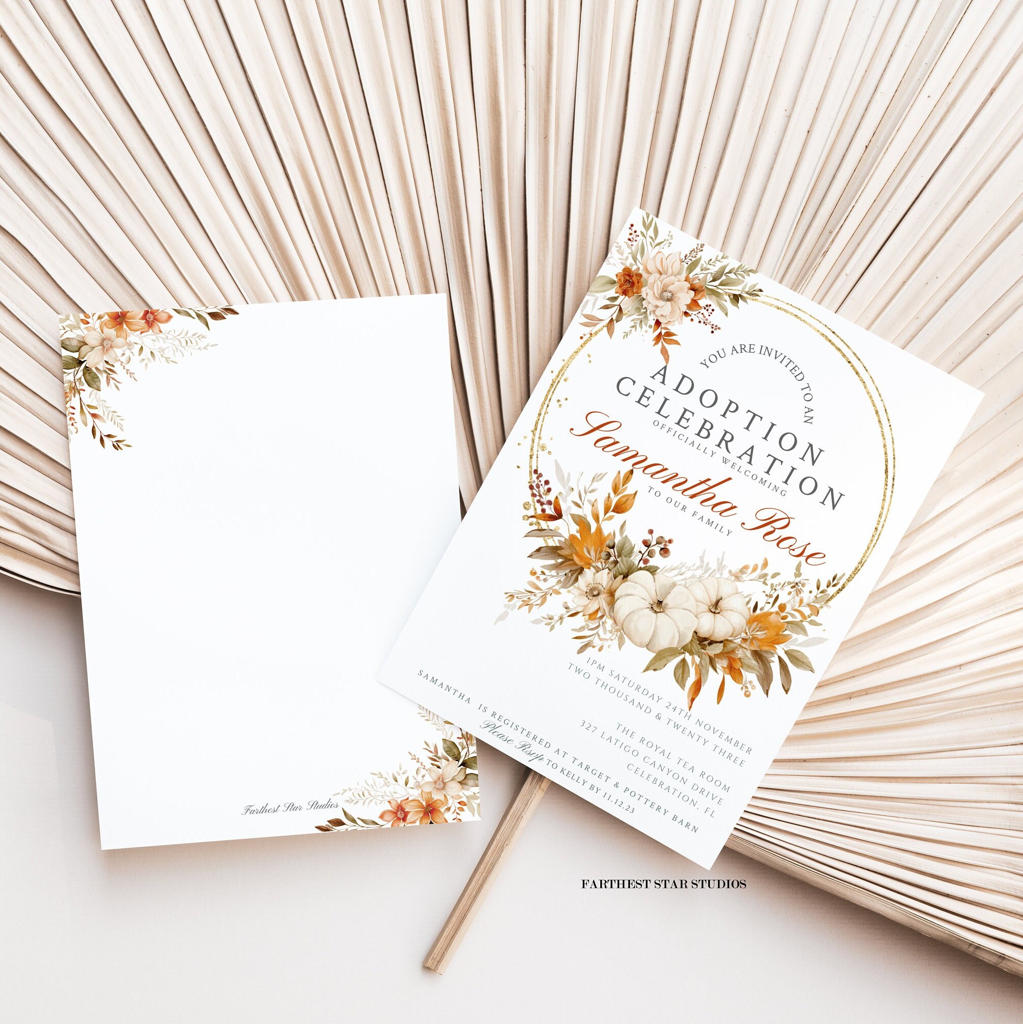 Autumn Adoption Invitation, Fall Adoption Invitation Template, Adoption ...