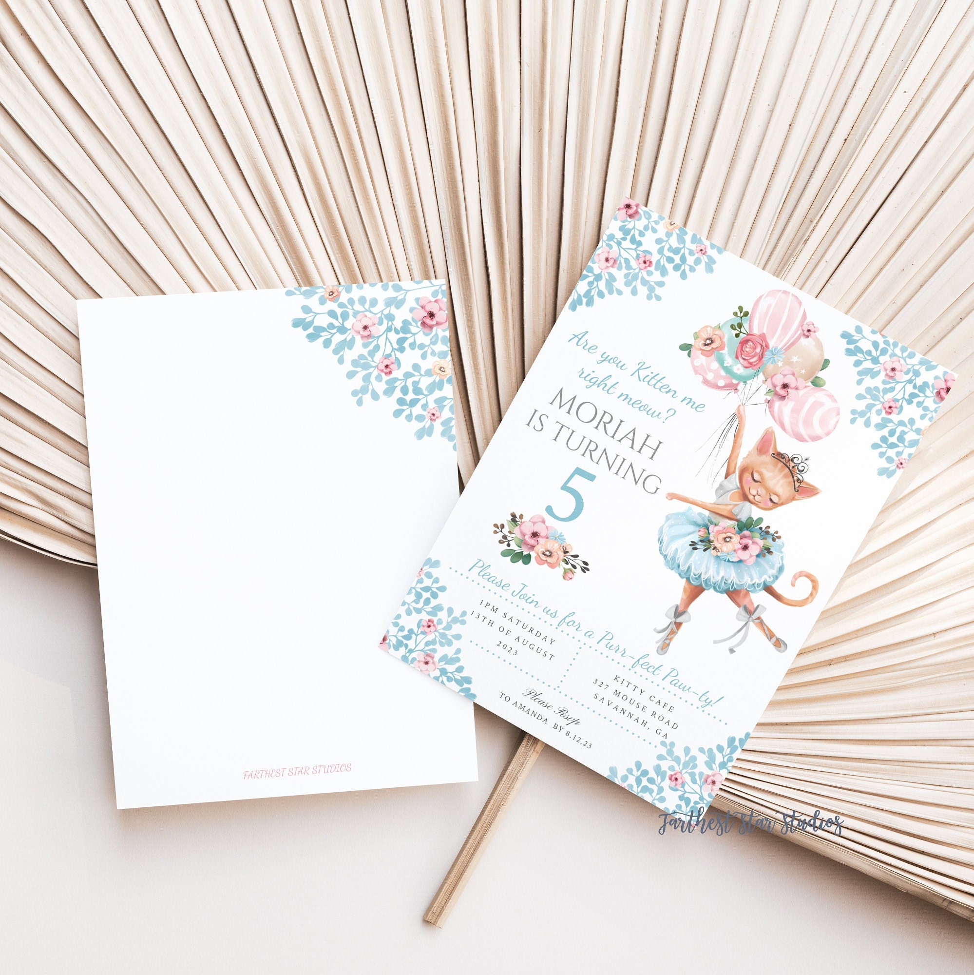 Purr-fect Party Cat Birthday Party Invitation - Instant Download - DIY ...