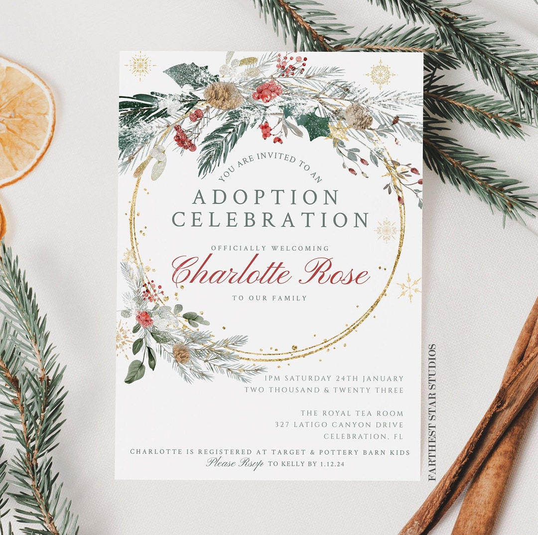 Holiday Adoption Party Invitation, Christmas Adoption Digital Download ...