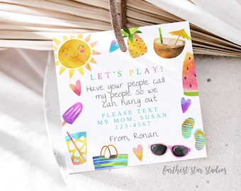 Popsicle Playdate Cards, Summer Play Date Card, Printable End of School ...