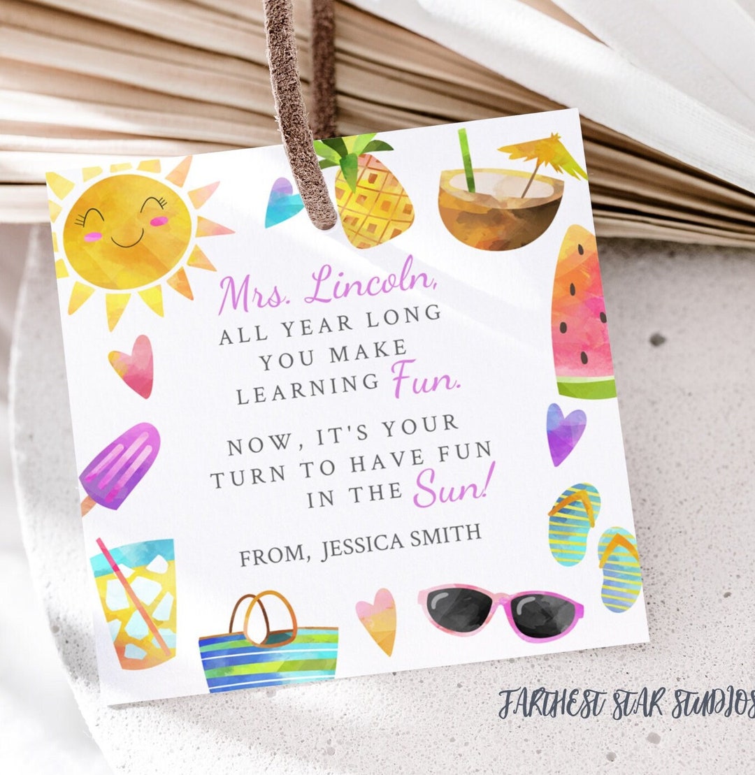 Summer Teacher Appreciation Thank You Tags \stickers, End of Year Gifts ...