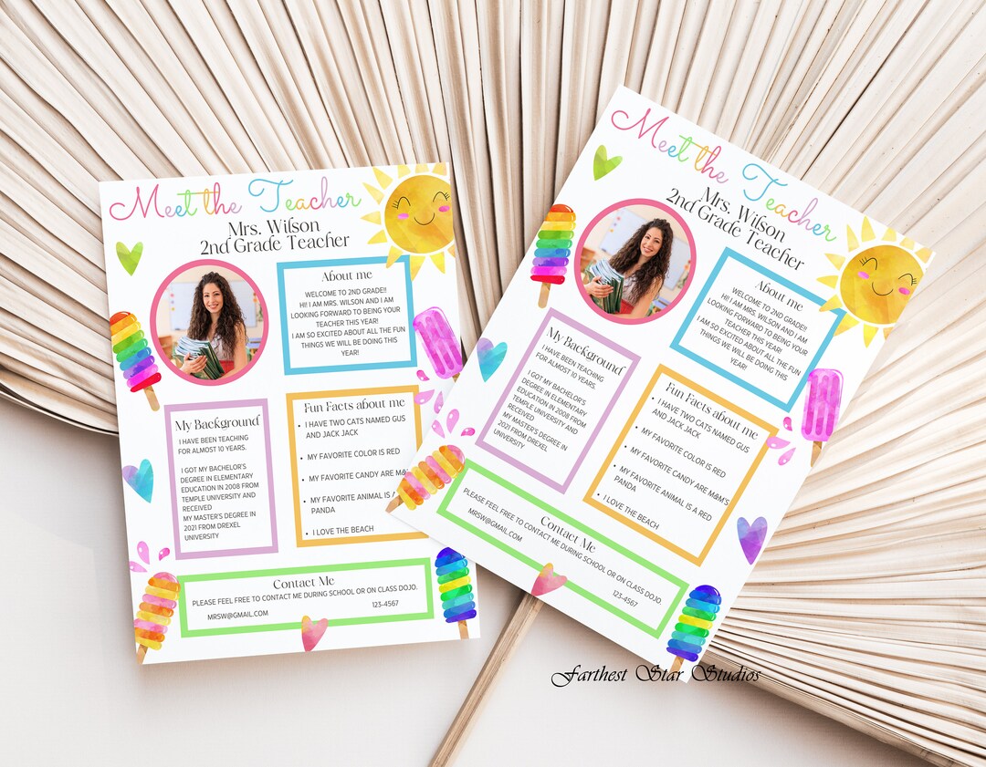 Popsicle Meet the Teacher Flyer, All About My Teacher Template ...