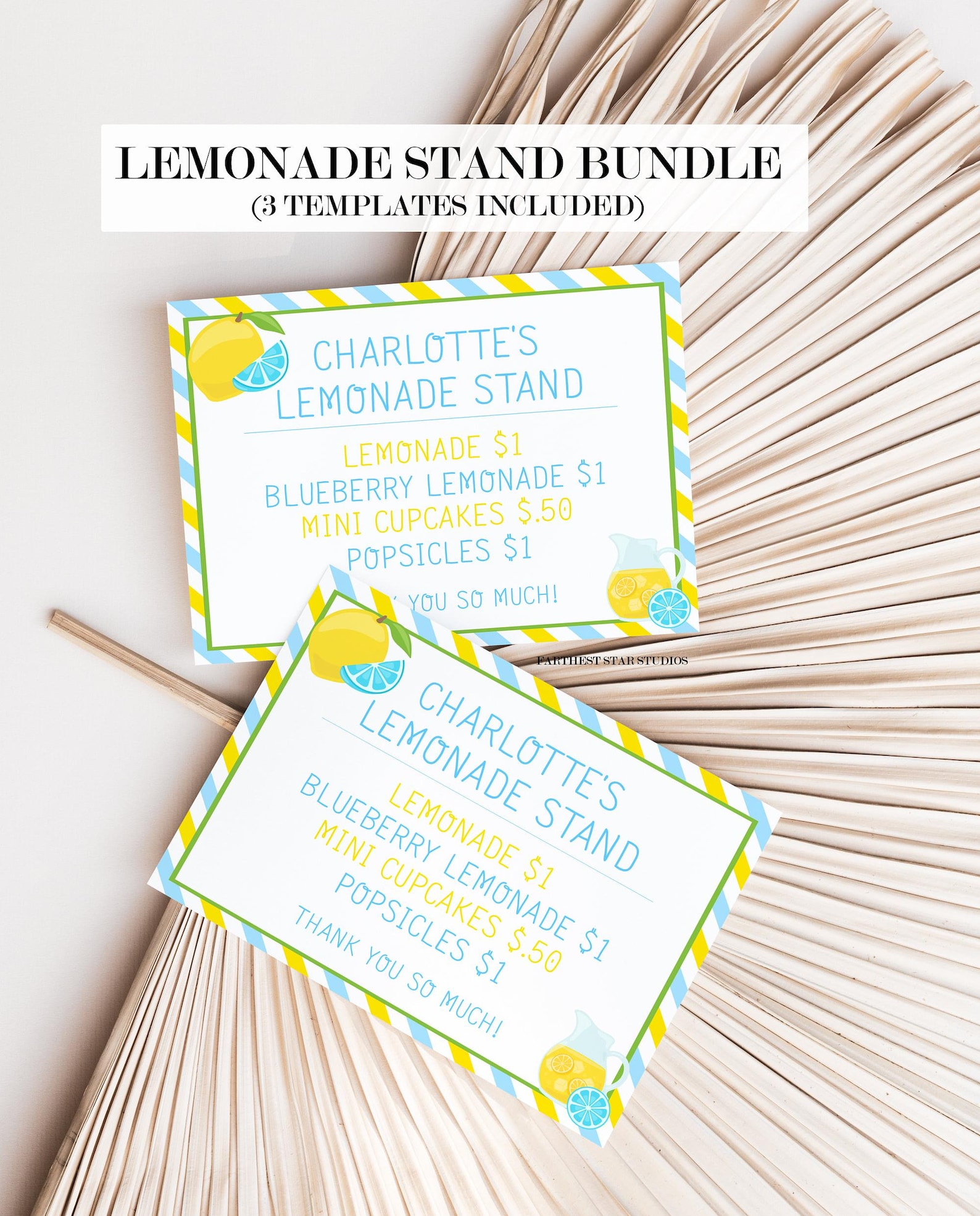 Lemonade Stand Bundle, Lemonade Stand Sign, Lemonade Stand Menu, Kids ...