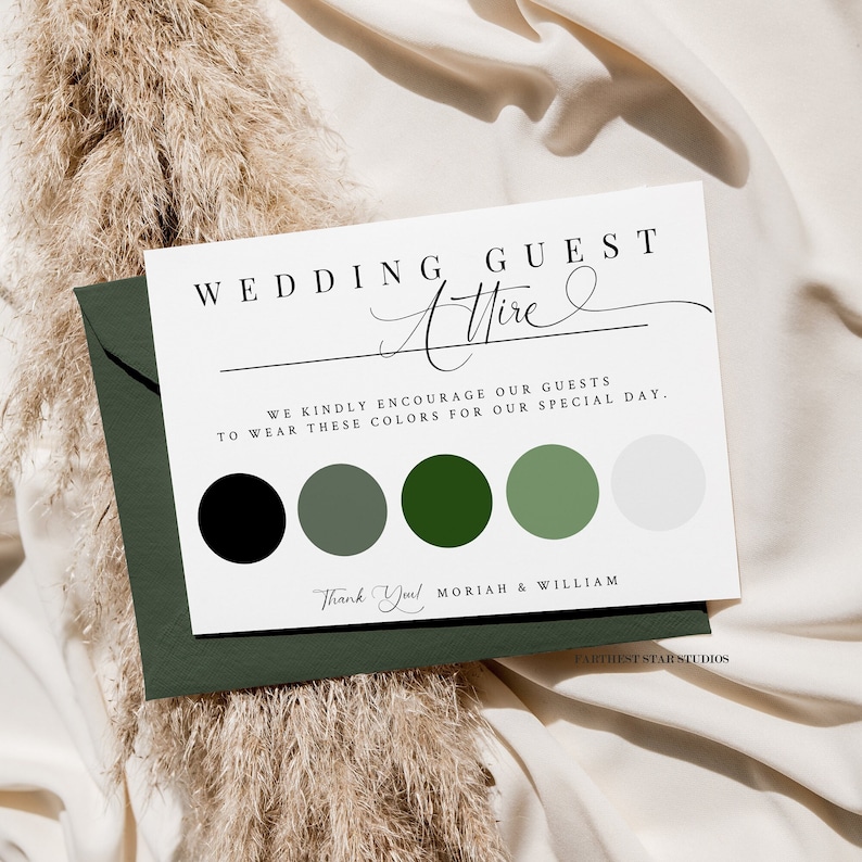 Wedding Attire Card Minimalist Guest Attire Card Wedding - Etsy