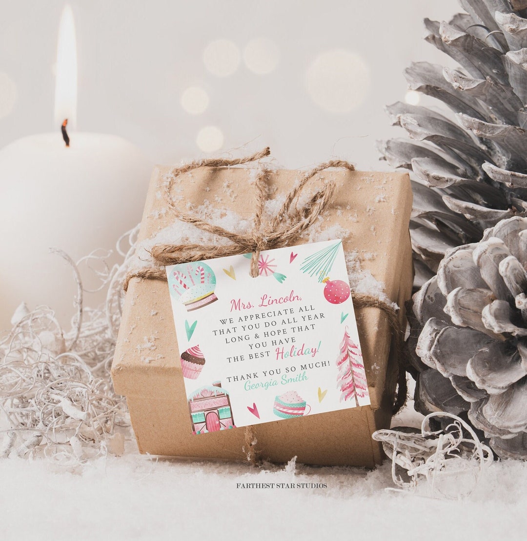 Holiday Teacher Appreciation Thank You Tags, Holiday Gift Tags, Holiday ...