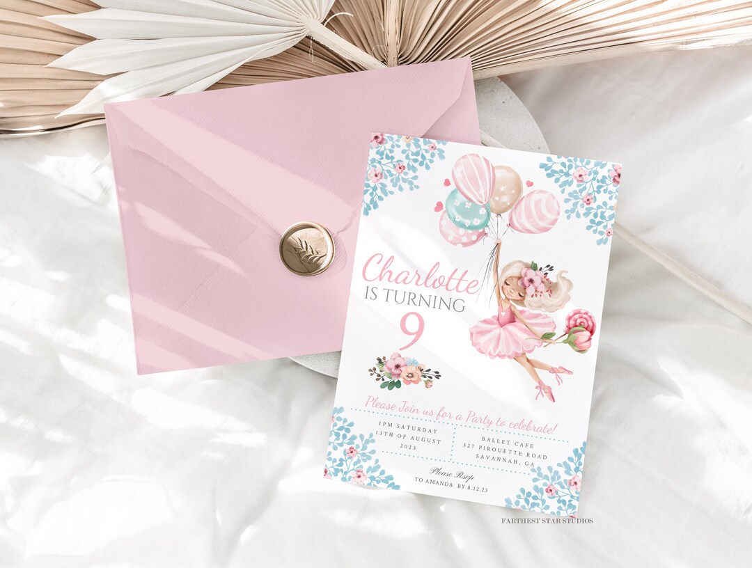 Ballet Birthday Party Invitation, Ballerina Invitation, Instant ...