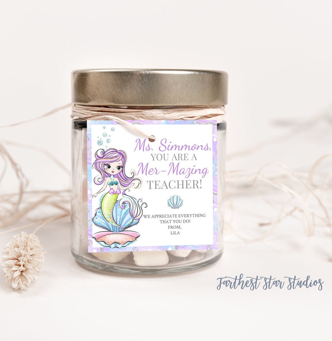 Mermaid Teacher Appreciation Thank You Tags/stickers - End of Year ...
