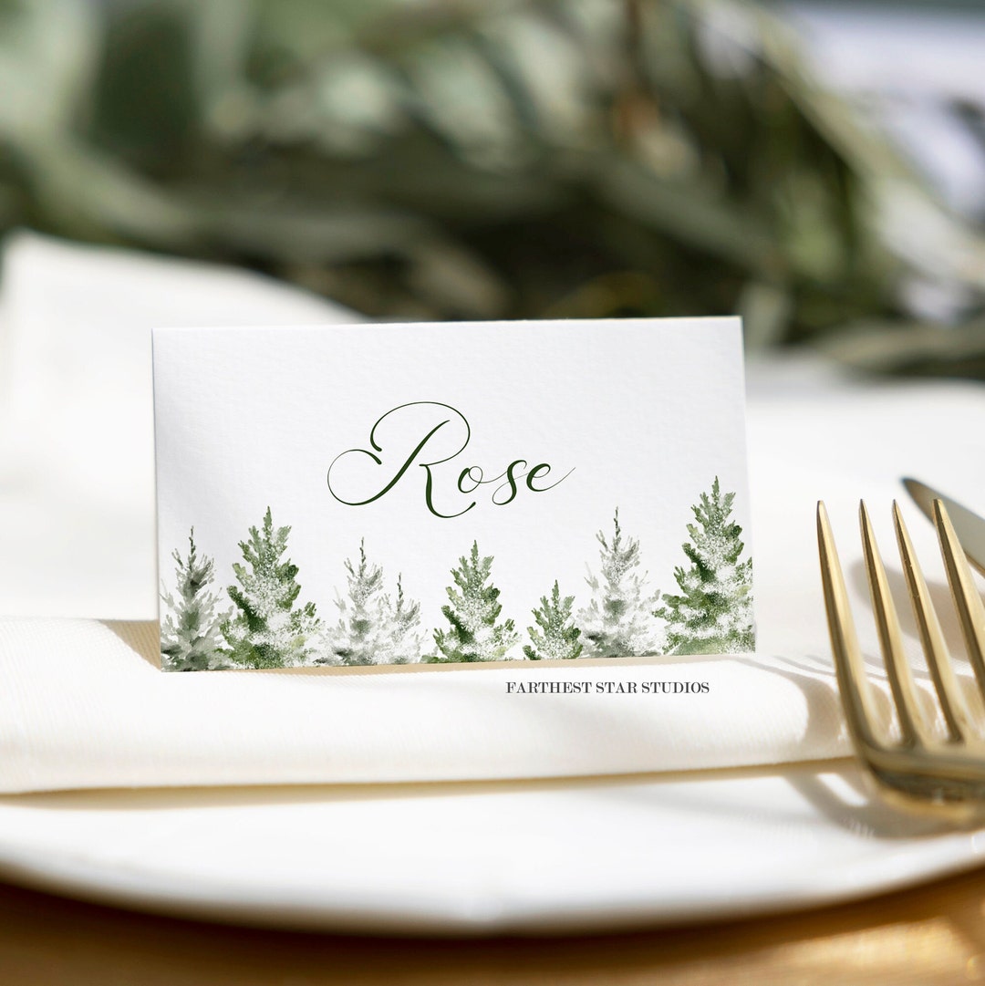Holiday Place Cards, Winter Table Decor, Christmas Placecard, Editable ...