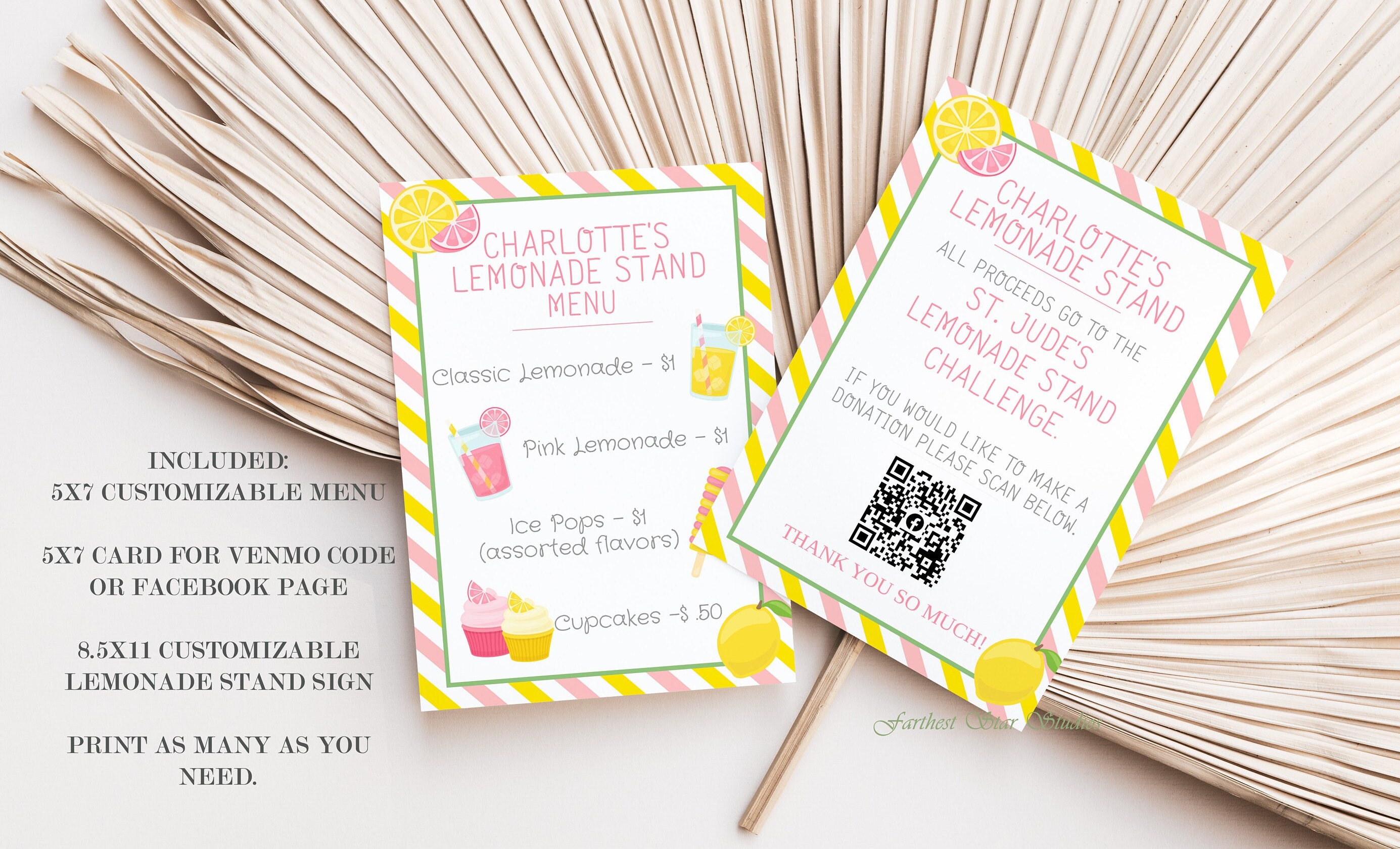 Lemonade Stand Bundle, Lemonade Stand Sign, Lemonade Stand Menu, Kids ...