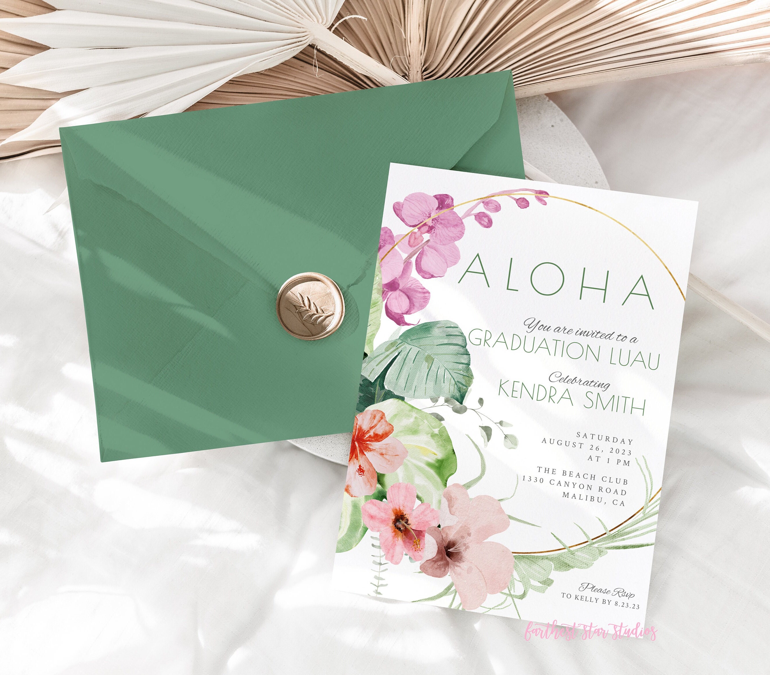 Graduation Luau Invitation, Luau Graduation Party, College Graduation ...