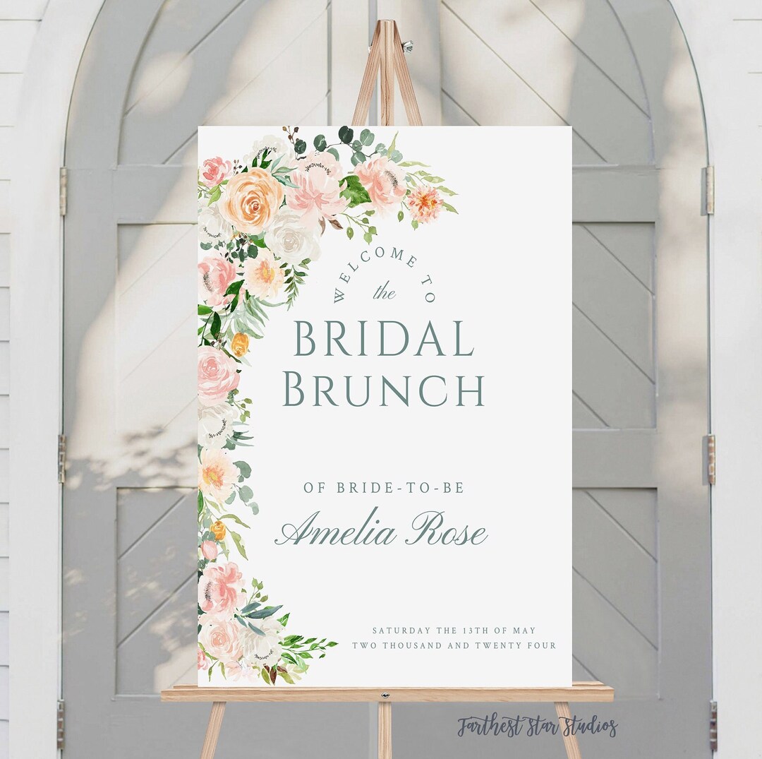 Boho Floral Bridal Brunch Welcome Sign - Summer Bridal Brunch Sign ...