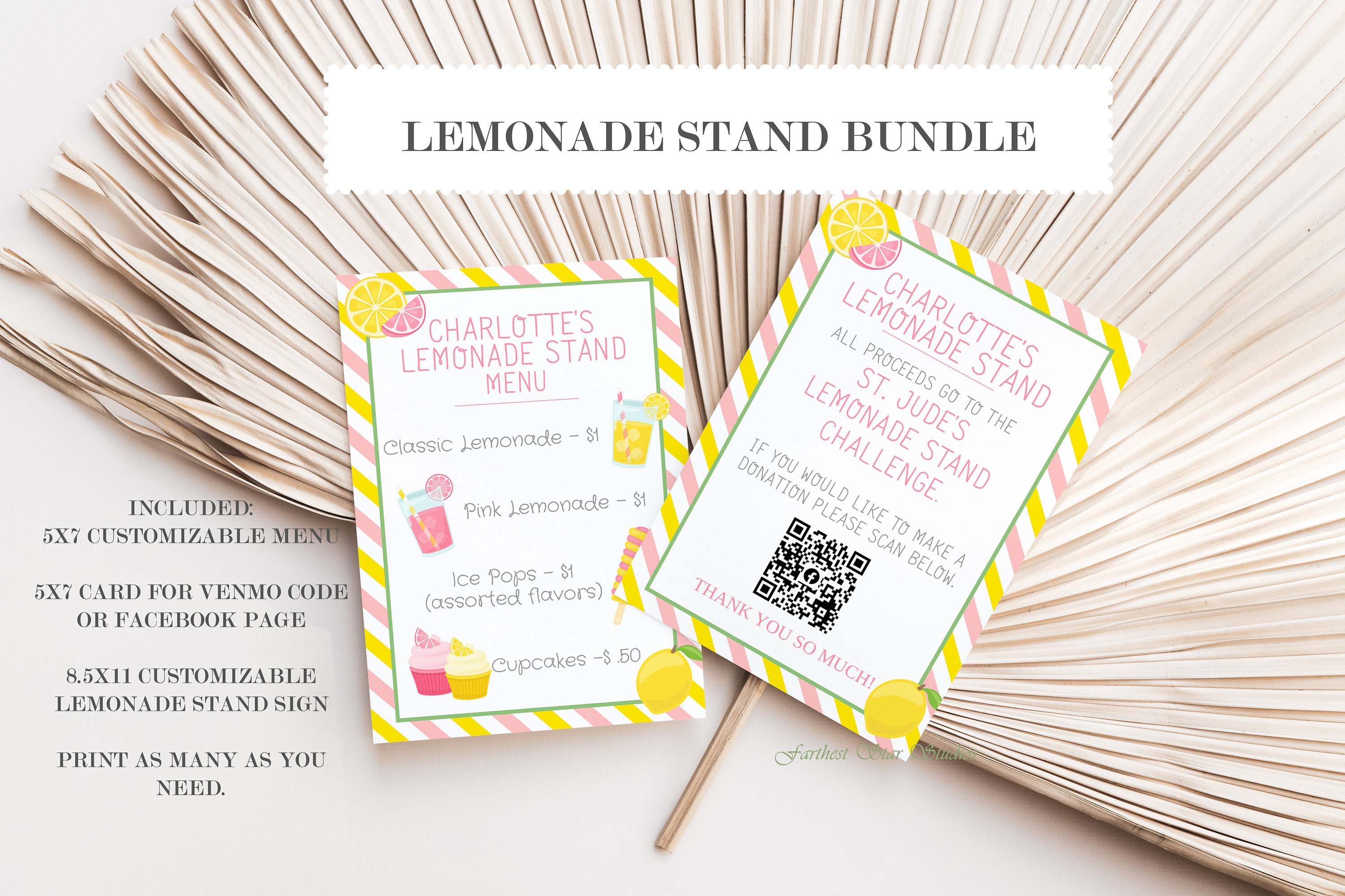Lemonade Stand Bundle, Lemonade Stand Sign, Lemonade Stand Menu, Kids ...