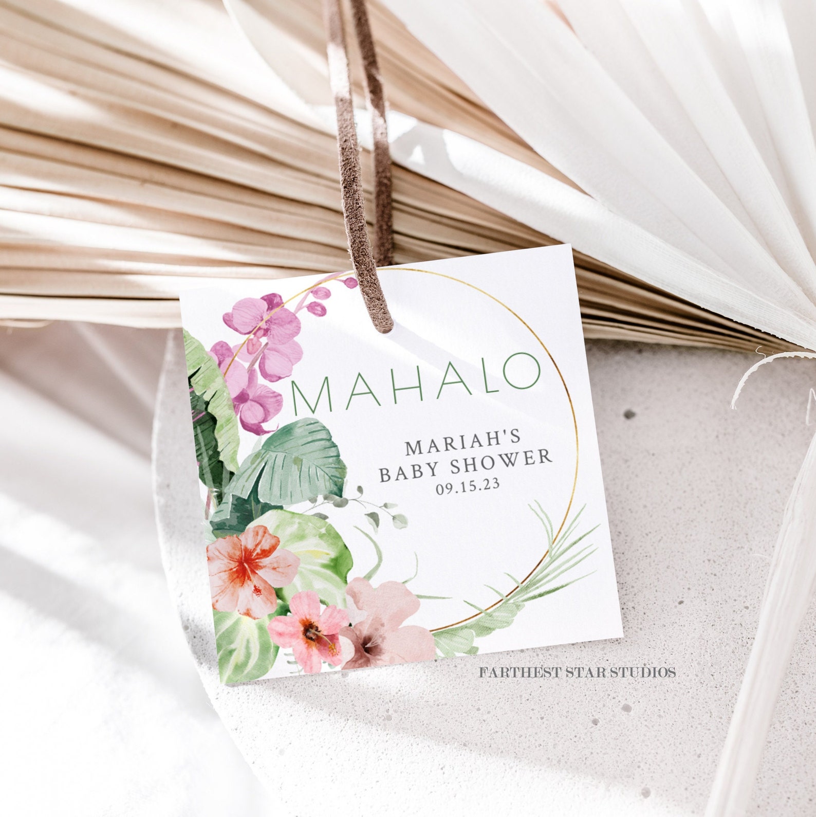 Mahalo Thank You Tags or Stickers, Luau Thank You Tags, Tropical Mahalo ...