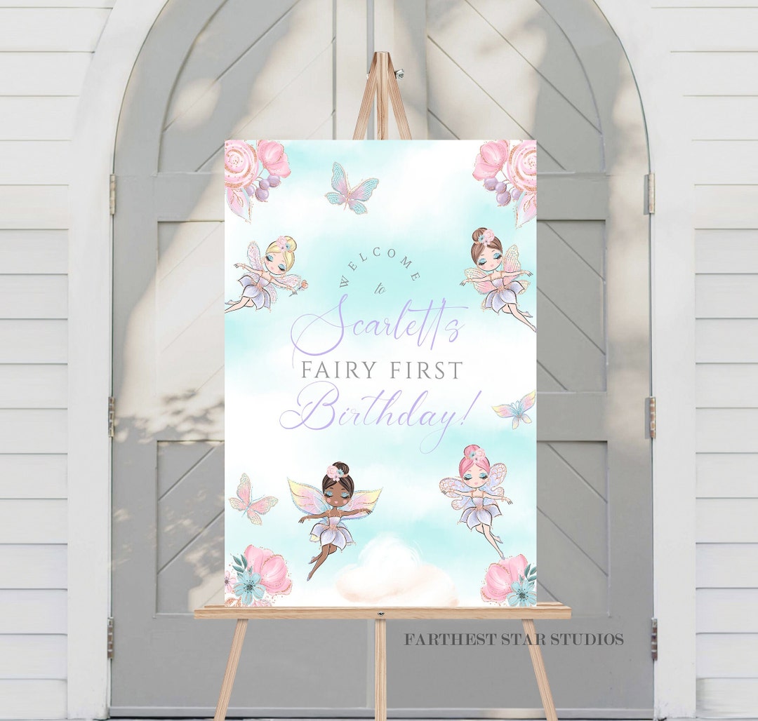 Fairy First Welcome Sign, Fairy First Birthday, Fairy Birthday Decor ...