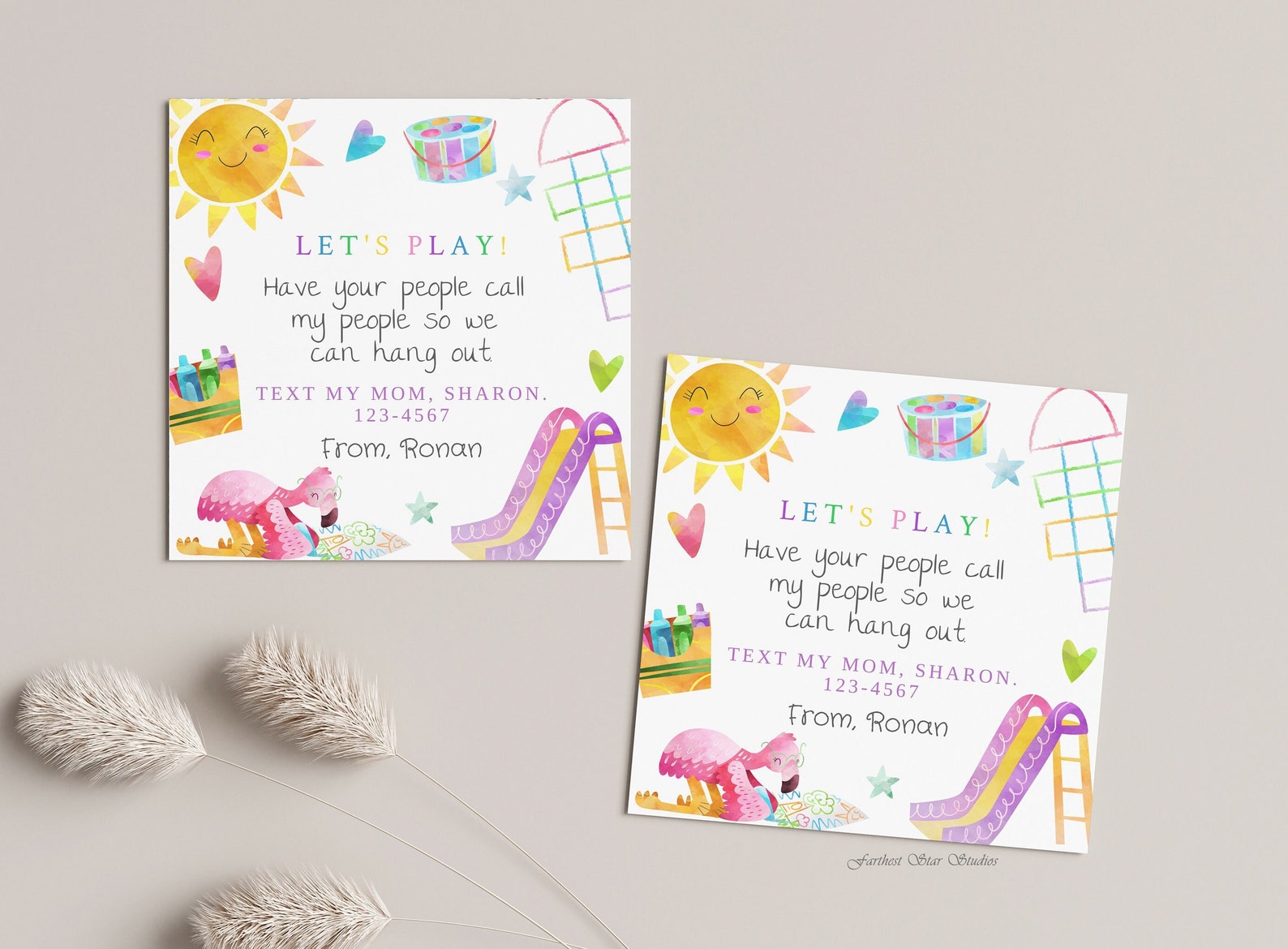 Playground Playdate Cards, Summer Play Date Card, Printable End of ...