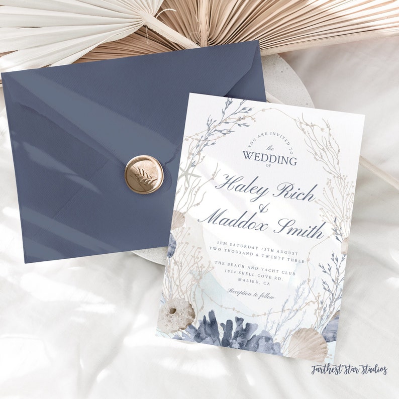 DUSTY BLUE Wedding Invitation, Wedding Invitation Template Dusty Blue ...