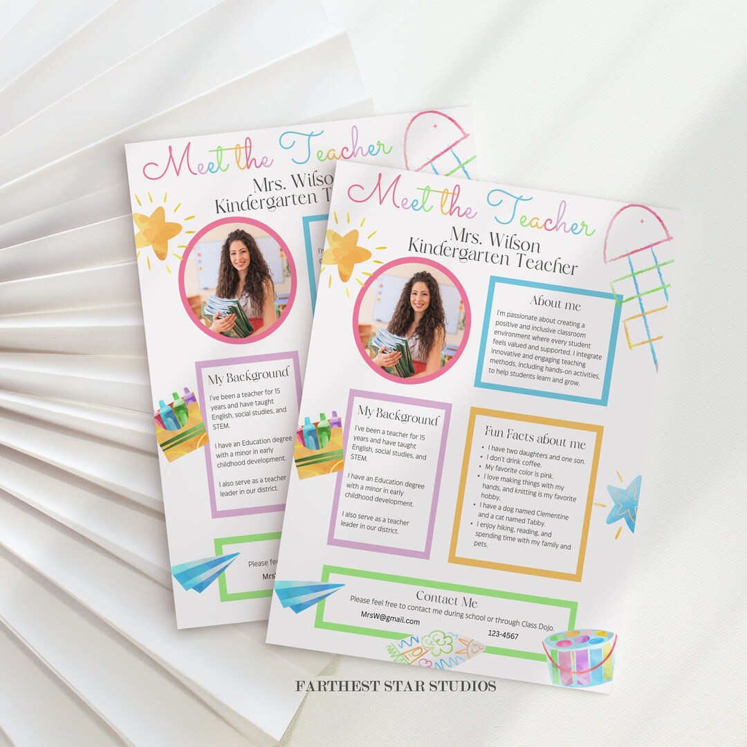 Rainbow Meet the Teacher Flyer, All About My Teacher Template, Editable ...