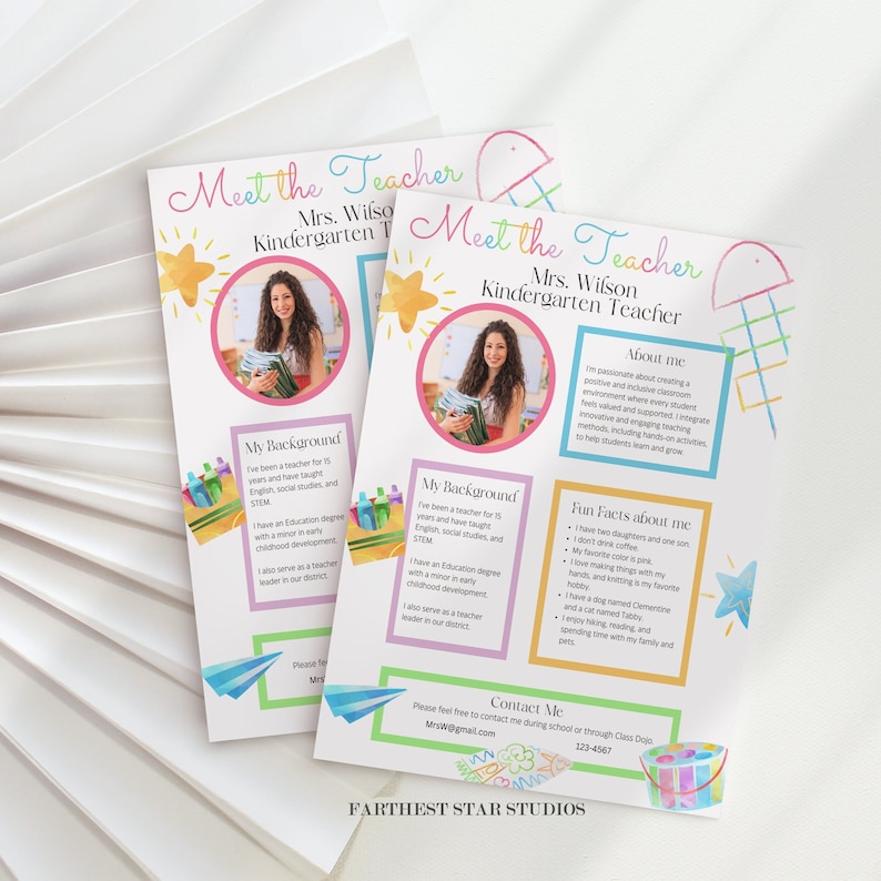 Rainbow Meet the Teacher Flyer, All About My Teacher Template, Editable ...