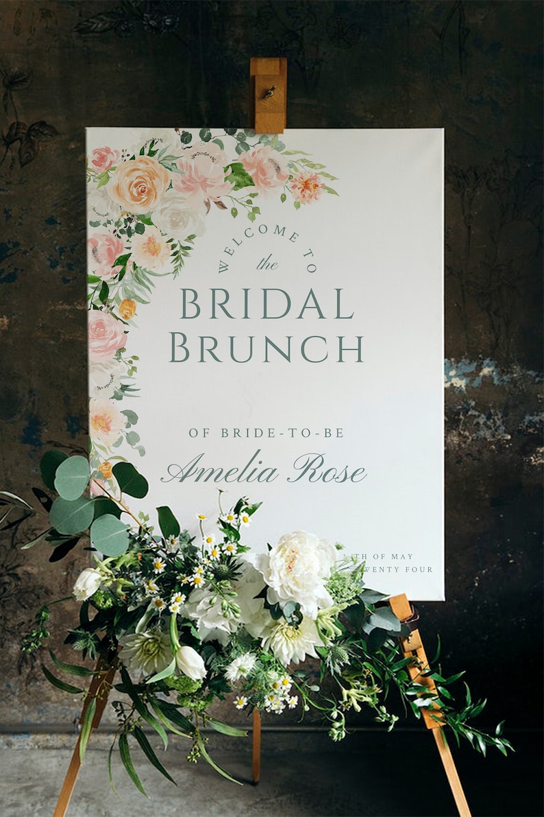 Boho Floral Bridal Brunch Welcome Sign Summer Bridal Brunch Sign, Large ...