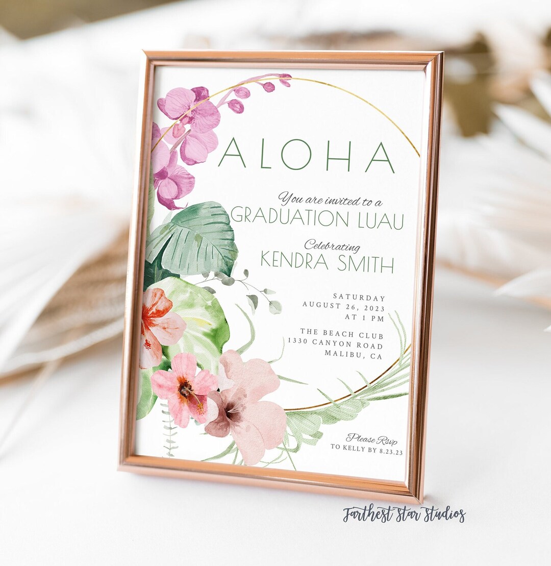 Graduation Announcement, Luau Party Invitation - Luau Beach Party ...