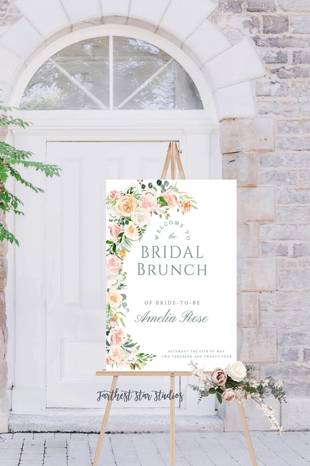 Bridal Brunch Welcome Sign White Floral, Bridal Brunch Sign Floral ...