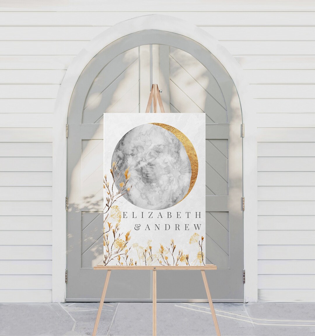 Rustic Golden Moon Welcome Sign, Celestial Wedding Sign, Celestial ...