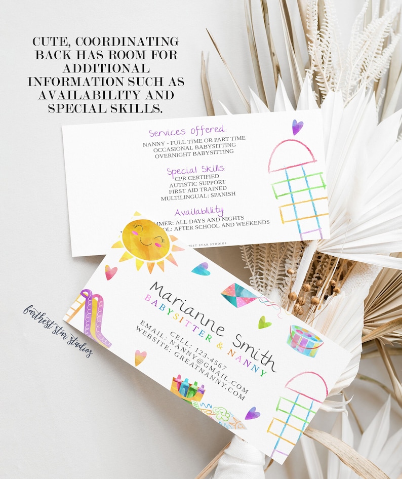 Babysitter Business Cards Playground Summer Play Date Card - Etsy