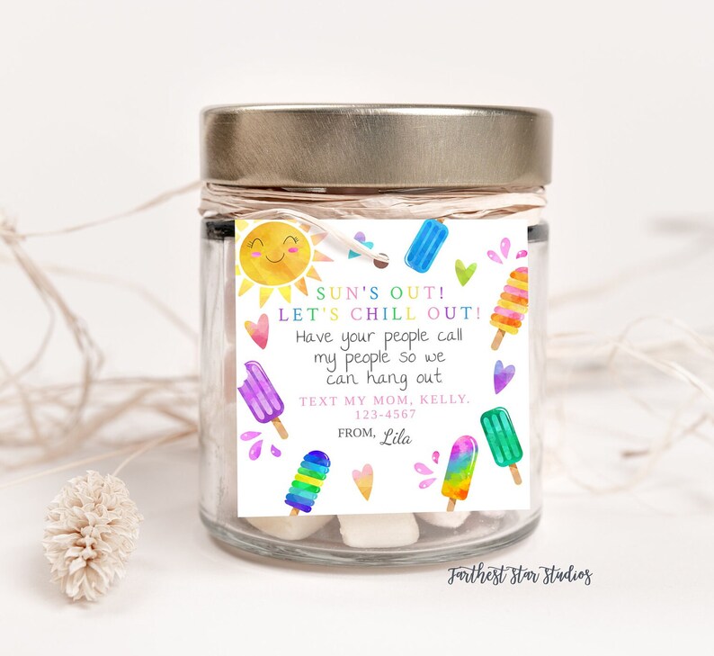 Popsicle Playdate Cards, Summer Play Date Card, Printable Back to ...