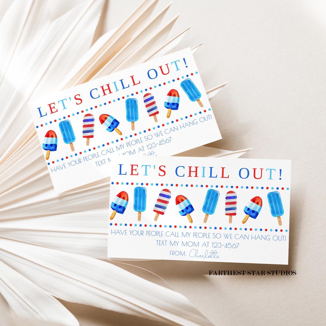 Summer Playdate Cards, Summer Play Date Card, Printable End of School ...