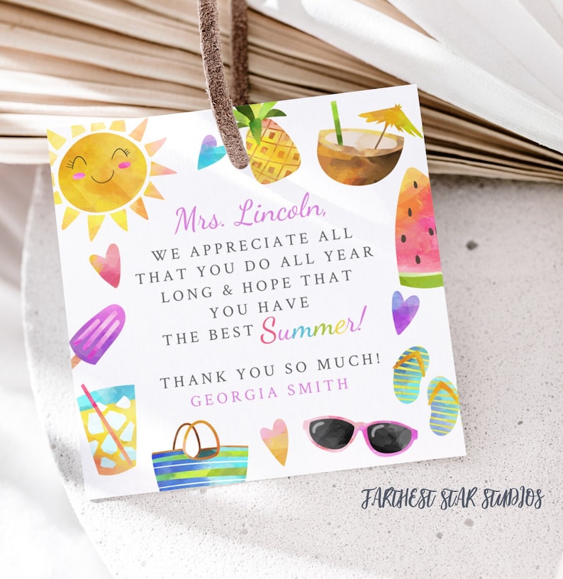 Summer Teacher Appreciation Thank You Tags stickers, End of Year Gifts ...