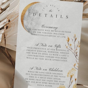 Rustic Golden Moon Printable Wedding Invitations, Celestial Wedding ...