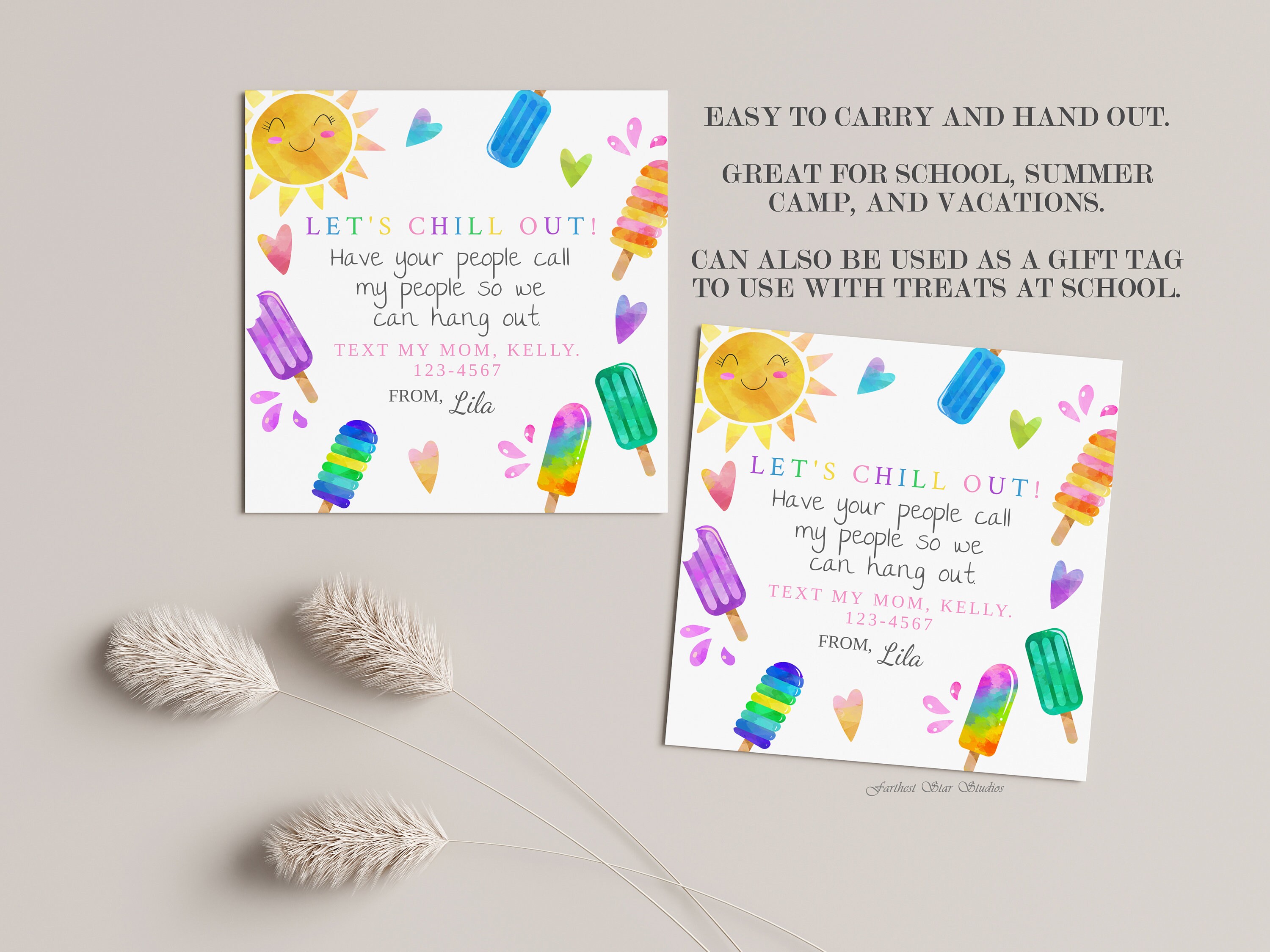 Popsicle Playdate Cards Summer Play Date Card Printable End - Etsy