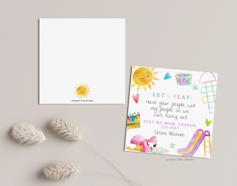 Playground Playdate Cards Summer Play Date Card Printable - Etsy