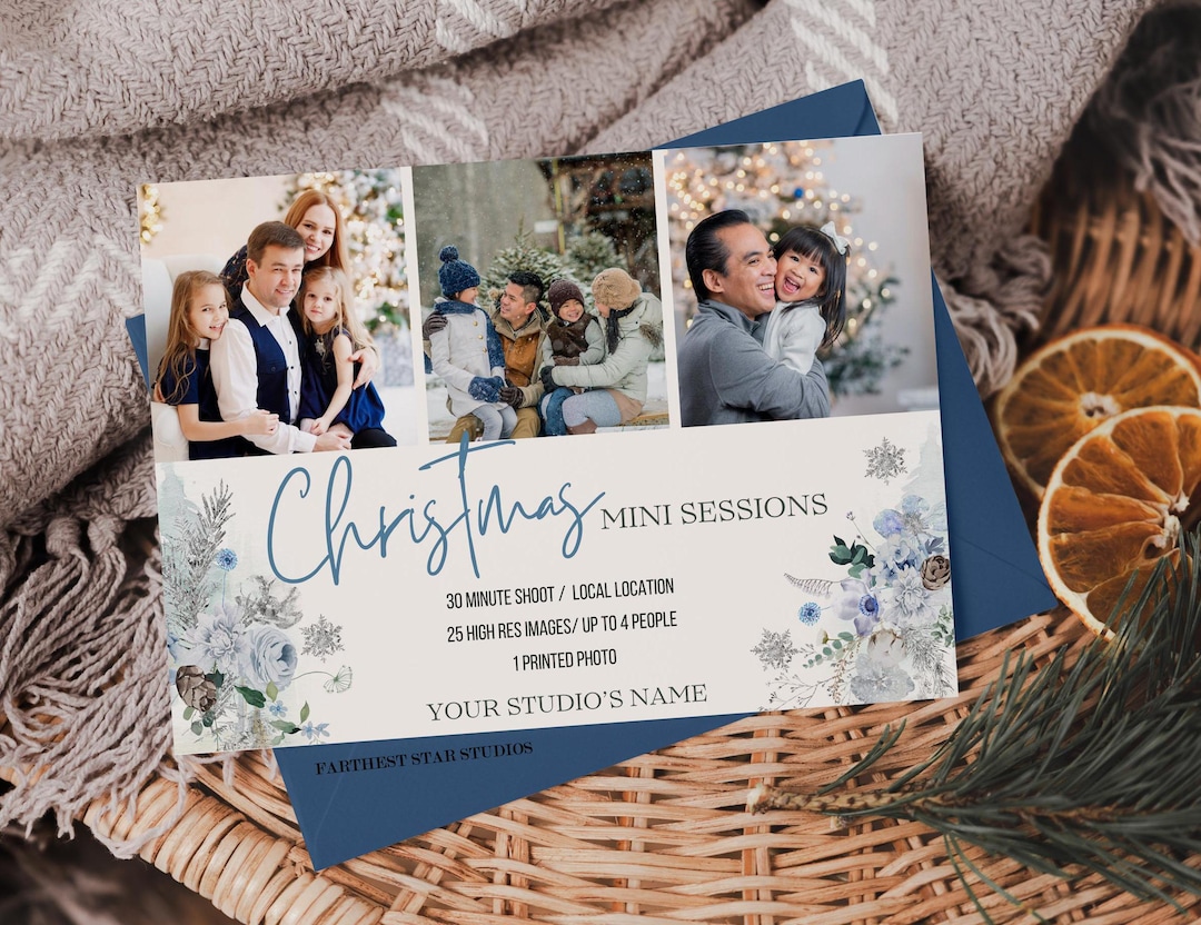 Blue Christmas Mini Sessions Photography Template, Holiday Mini Session ...