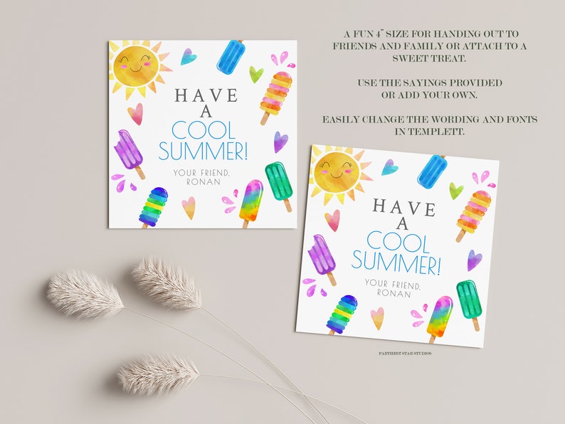 Popsicle Gift Tags, Have a Cool Summer Gift Tag, Summer Gift Tag ...