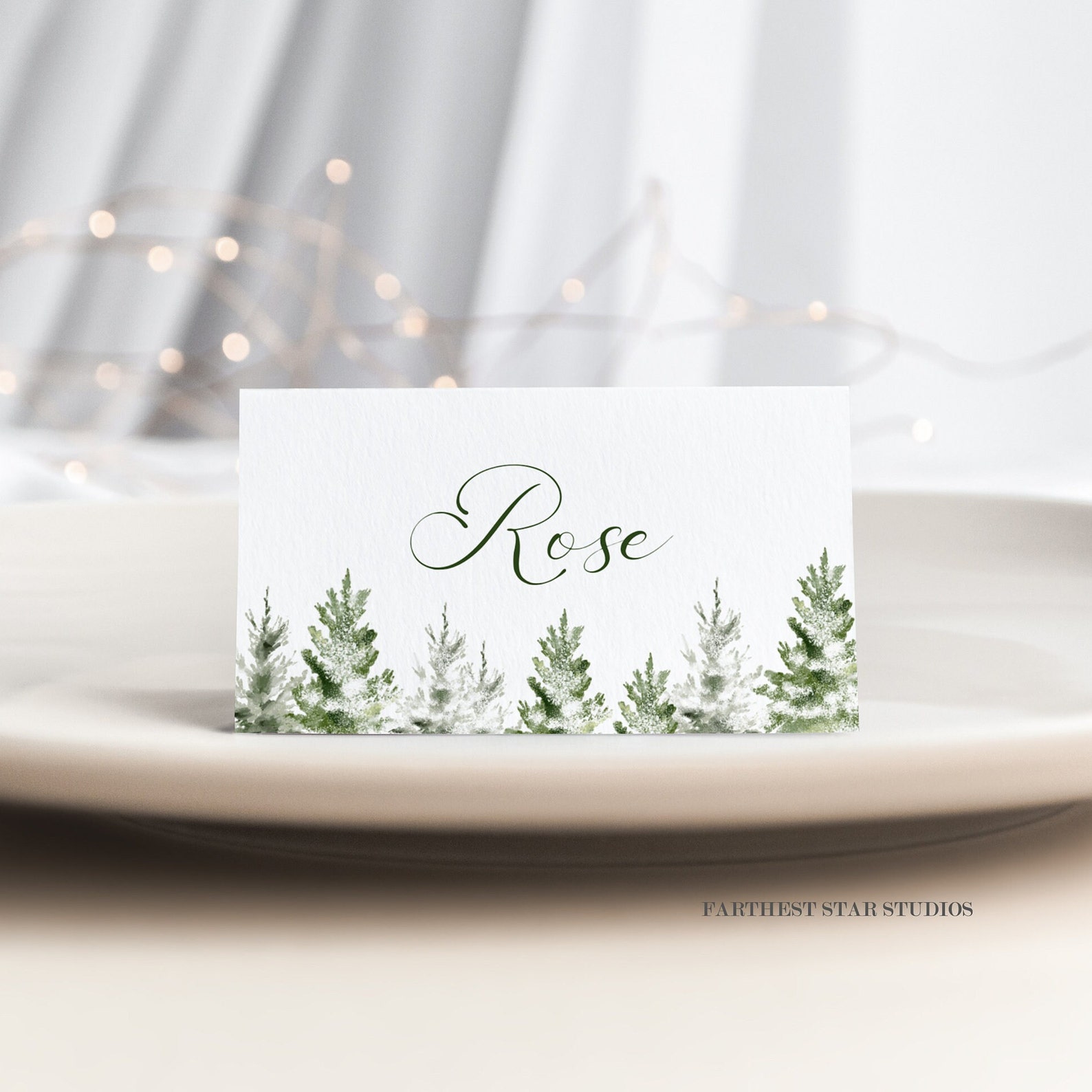 Holiday Place Cards, Winter Table Decor, Christmas Placecard, Editable ...