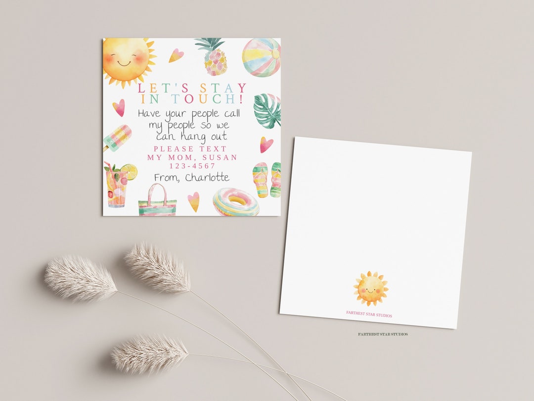 Summer Playdate Cards, Summer Play Date Card, Printable End of School ...
