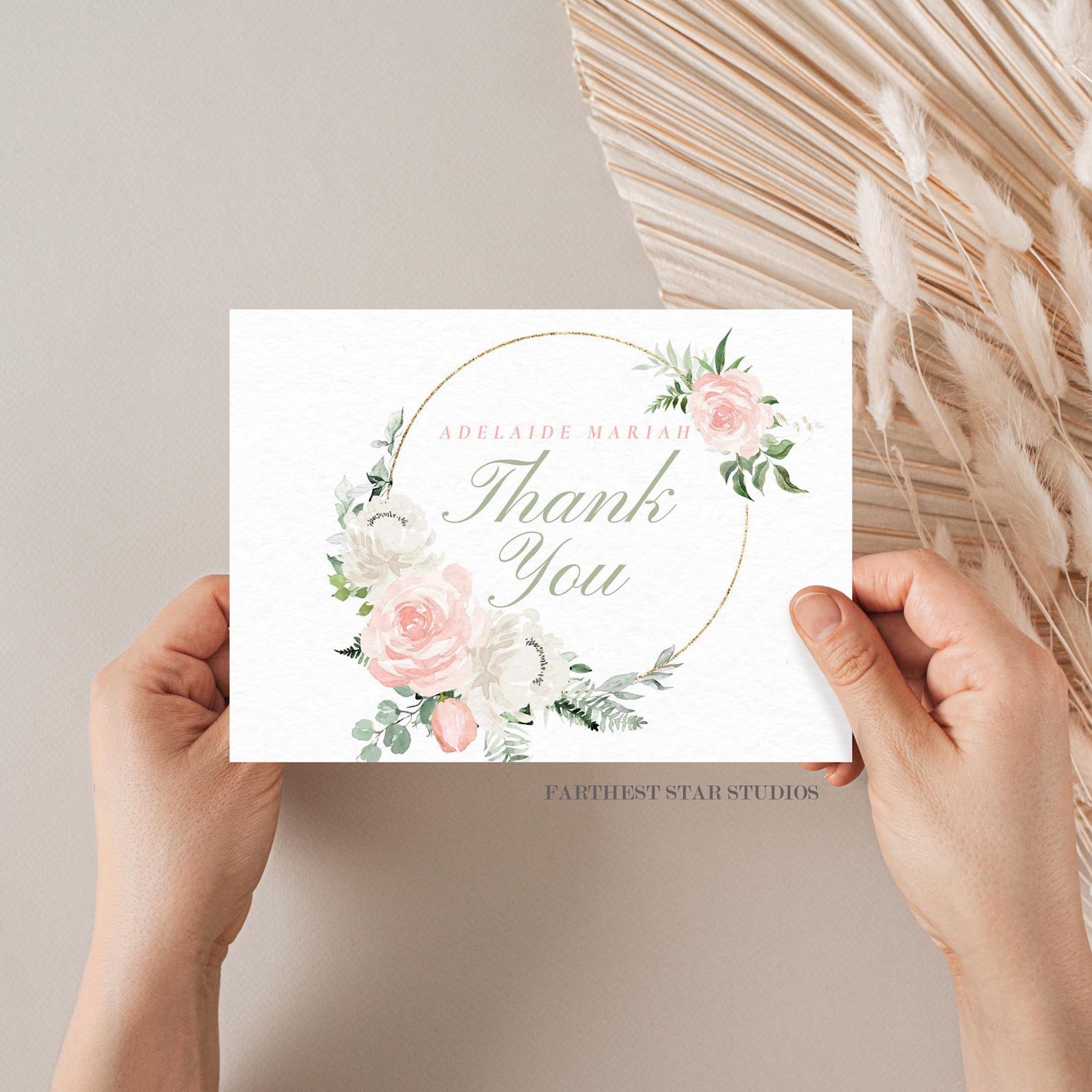 Blush Pink and Sage Green Adoption Thank You Card, Adoption Digital ...