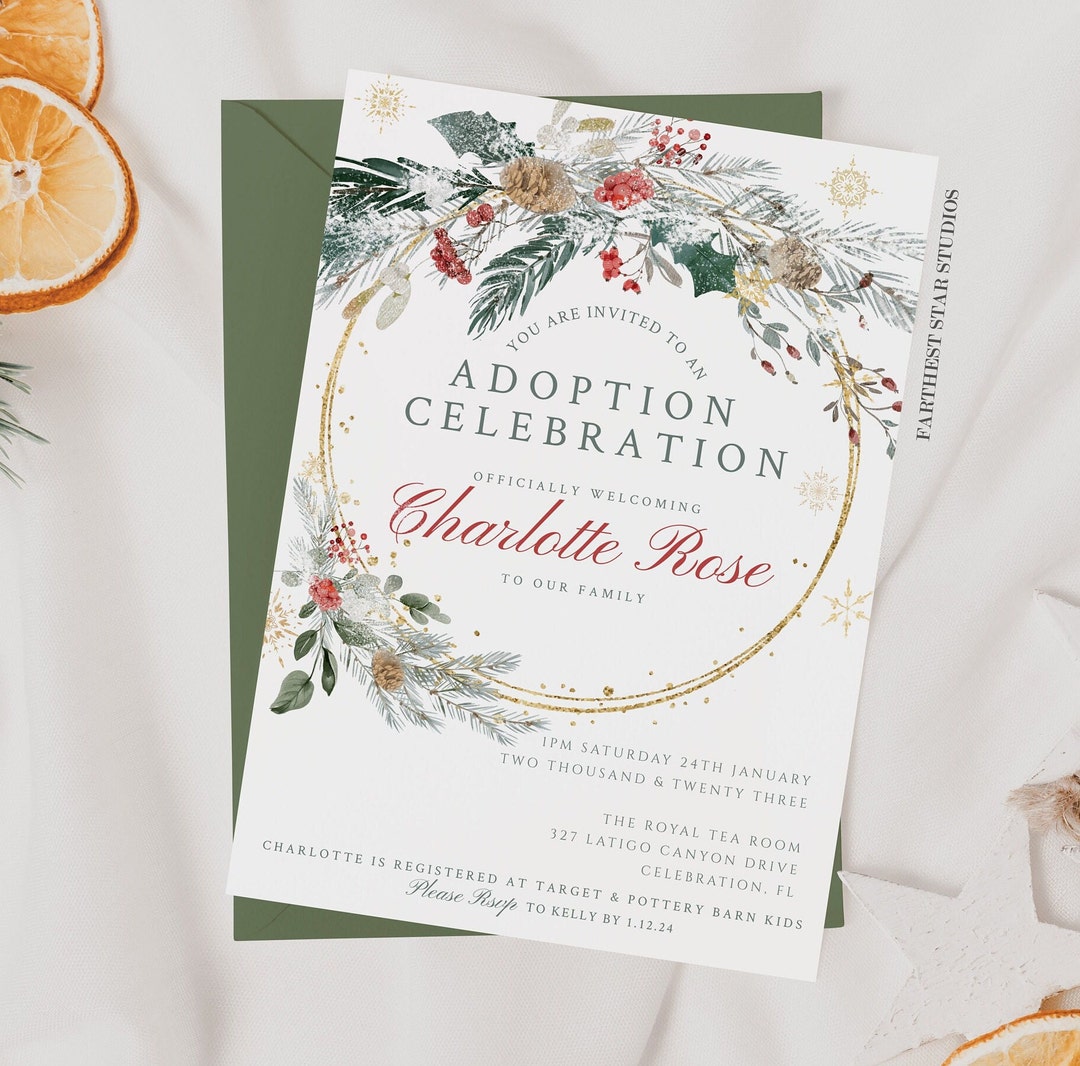 Holiday Adoption Party Invitation, Christmas Adoption Digital Download ...