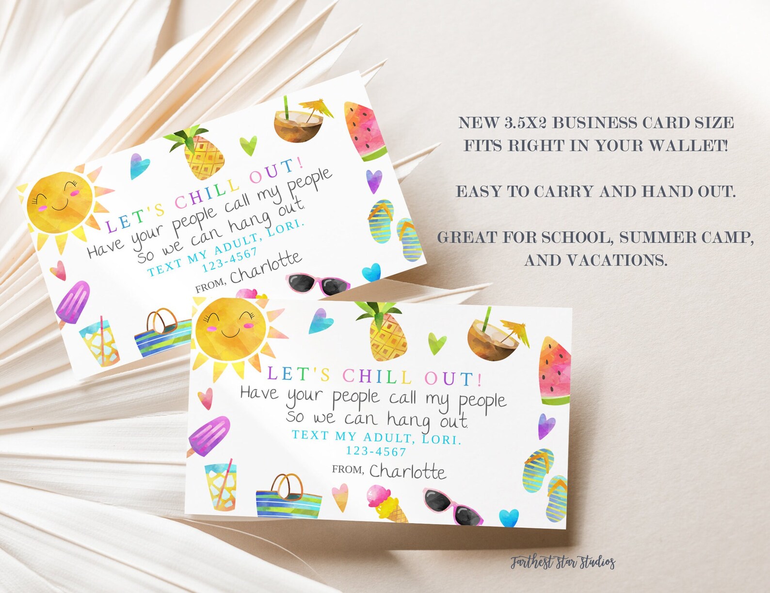 Summer Playdate Cards, Summer Play Date Card, Printable End of School ...