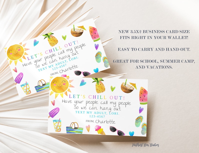 Summer Playdate Cards, Summer Play Date Card, Printable End of School ...